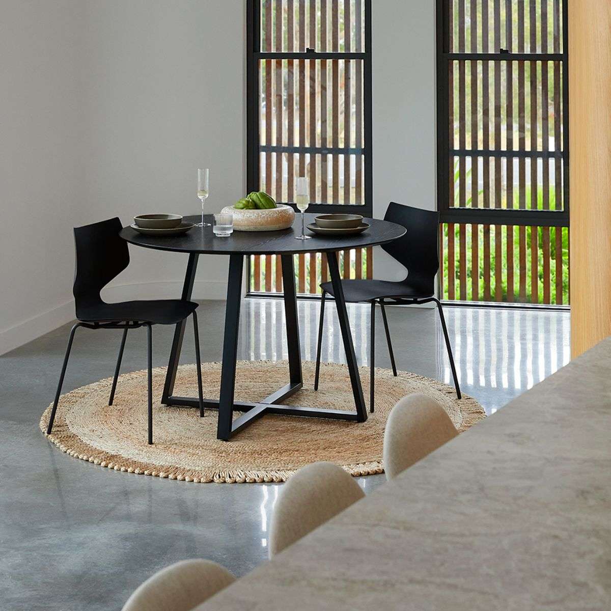 Zander 4 Seater Round Dining Table - Black | Dining Furniture