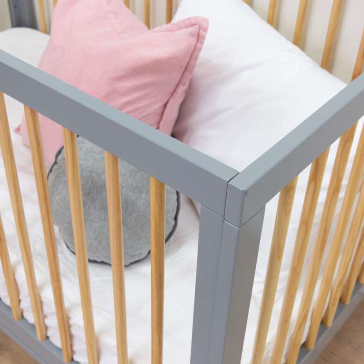 Aspen Cot - Grey /Natural | Mocka Baby Cots & Nursery