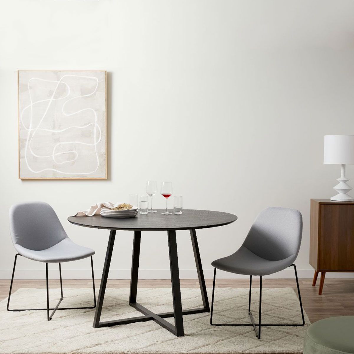 Zander 4 Seater Round Dining Table - Black | Dining Furniture