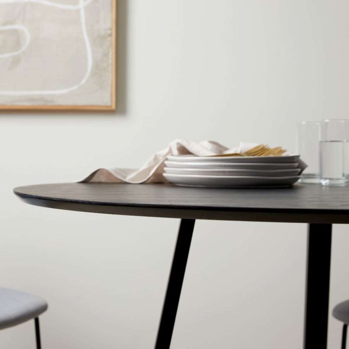Zander 4 Seater Round Dining Table - Black | Dining Furniture