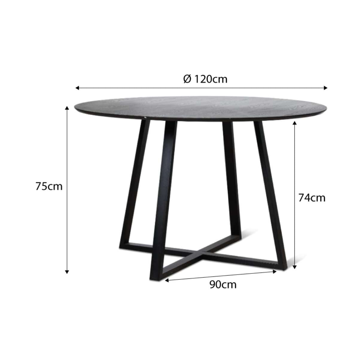 Zander 4 Seater Round Dining Table - Black | Dining Furniture