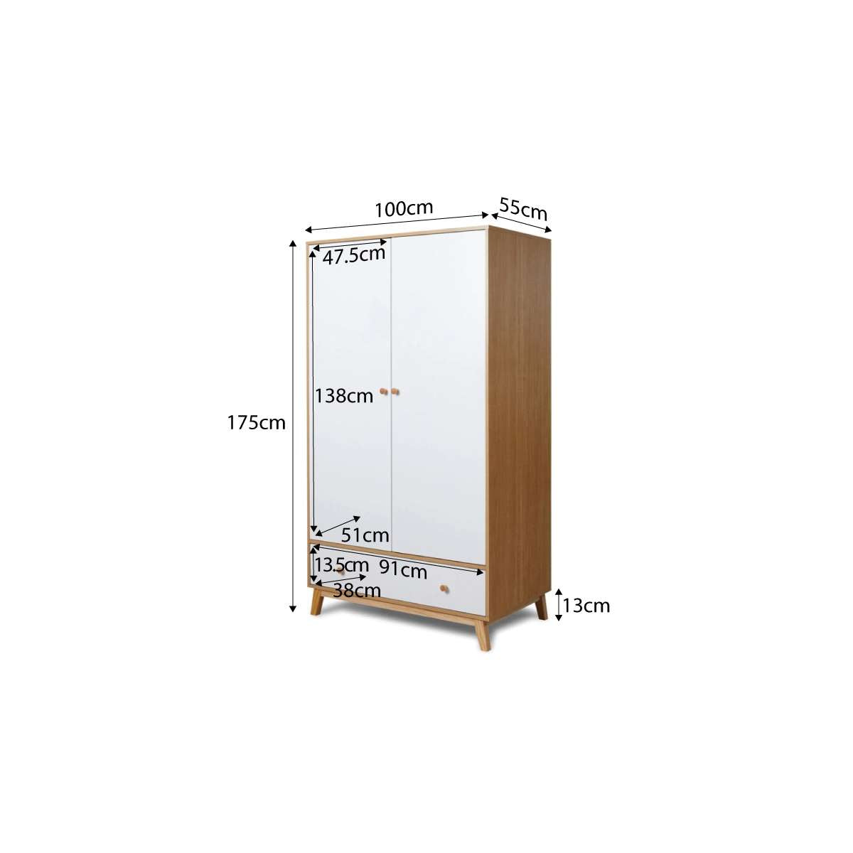 Aspen Wardrobe - White/Natural | Storage | Mocka NZ