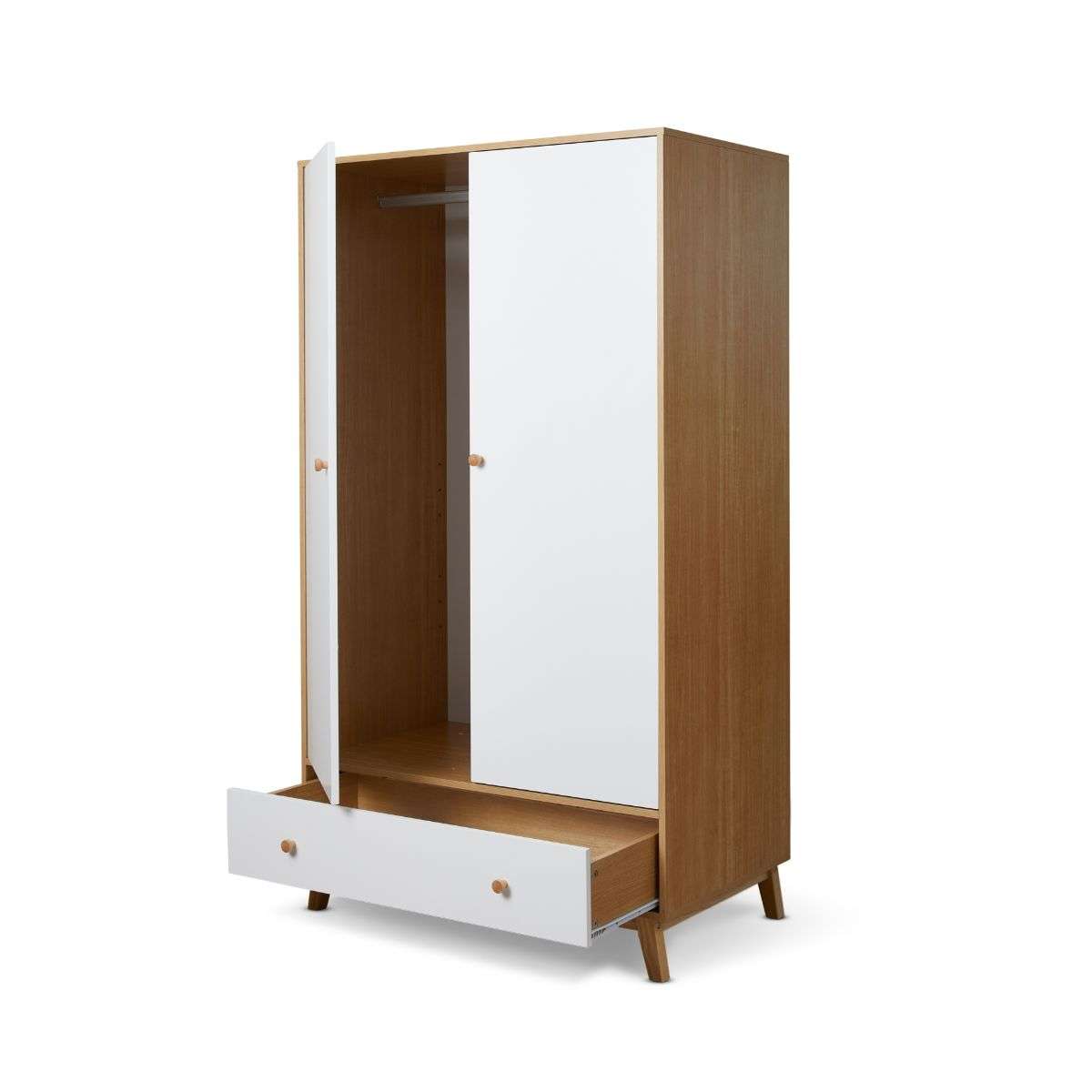 Aspen Wardrobe - White/Natural | Storage | Mocka NZ