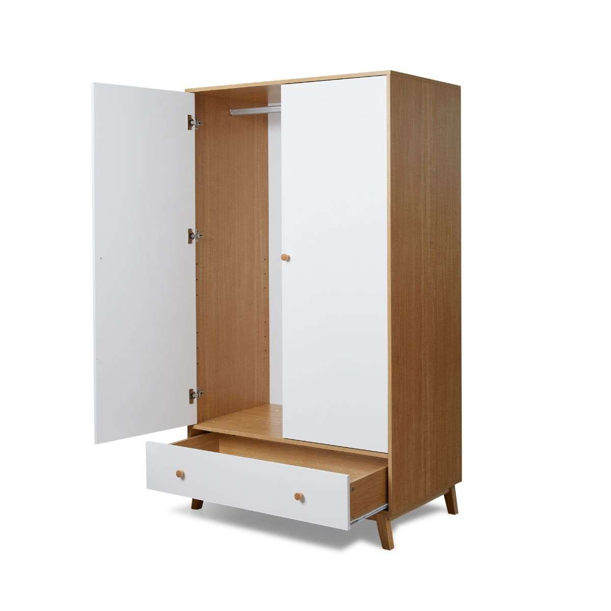 Aspen Wardrobe - White/Natural | Storage | Mocka NZ