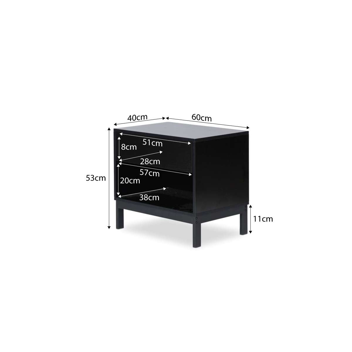 Zander Bedside Table - Black | Home Furniture | Mocka NZ