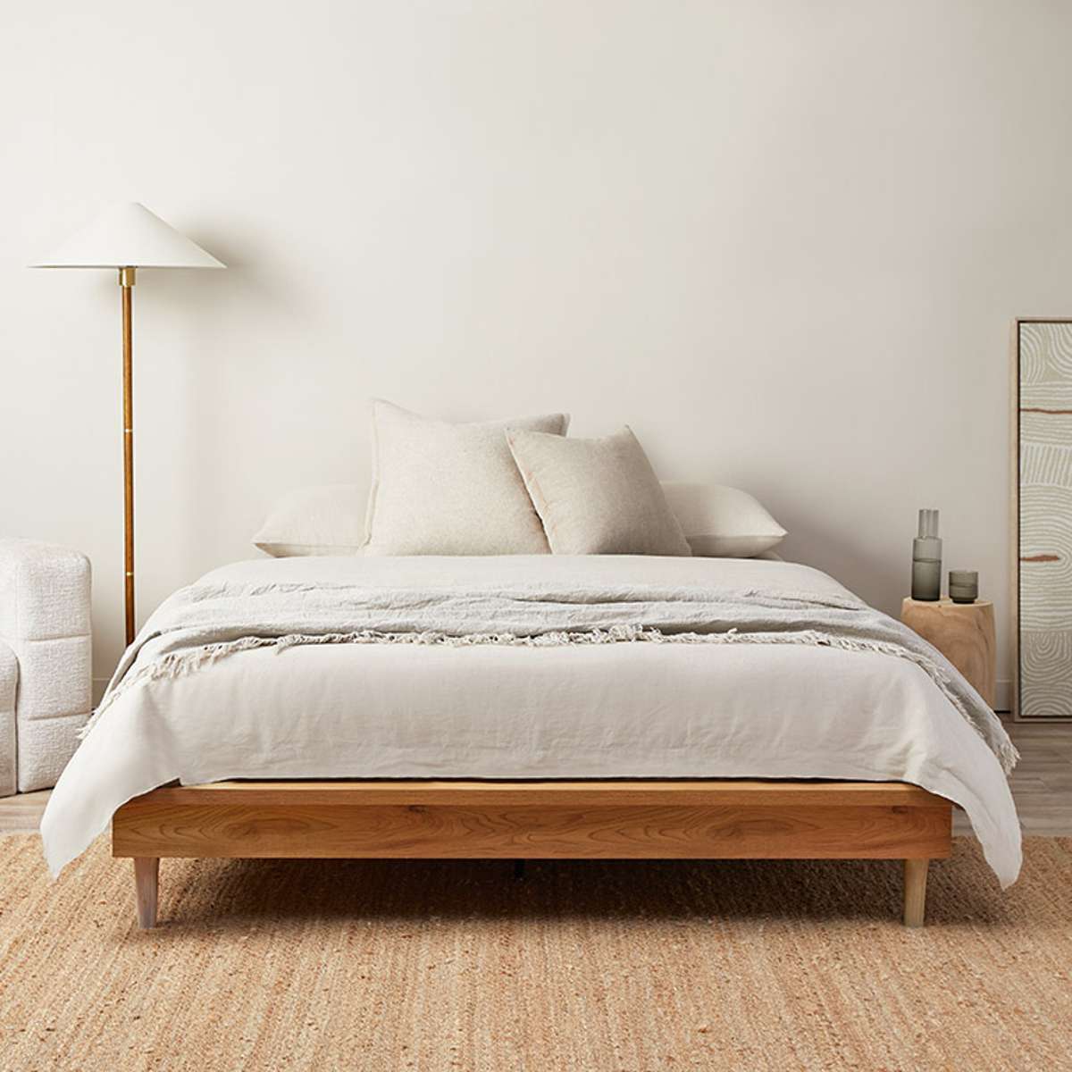 Queen Bed Base Natural | Scandi-style Bed Base | Mocka NZ
