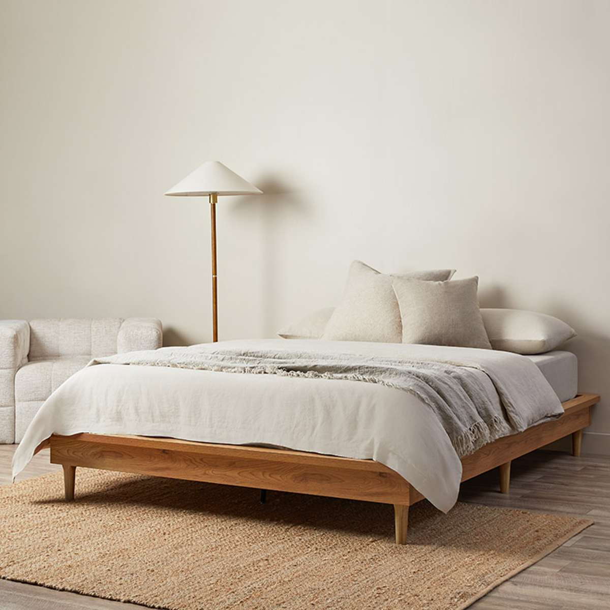 Queen Bed Base Natural | Scandi-style Bed Base | Mocka NZ