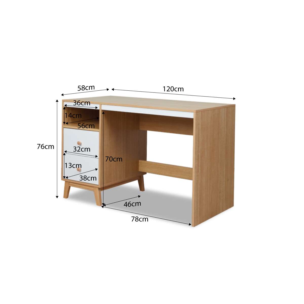 Aspen Desk - White/Natural | Office Furniture | Mocka NZ