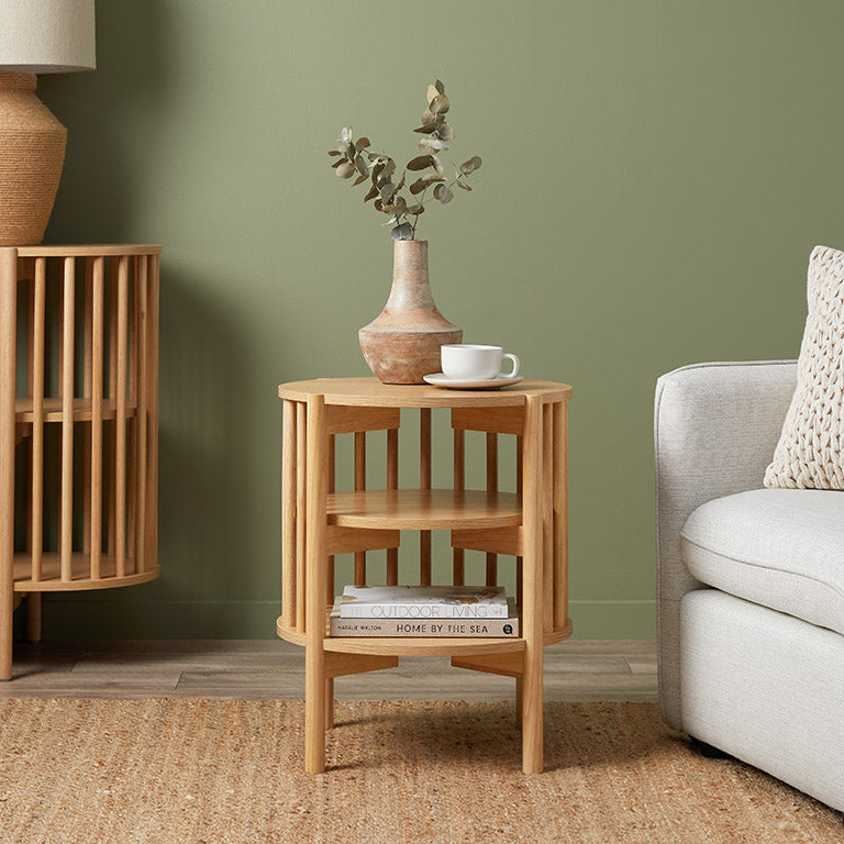 Natural Wood Side Table Geometric Side Table | Oak Natural