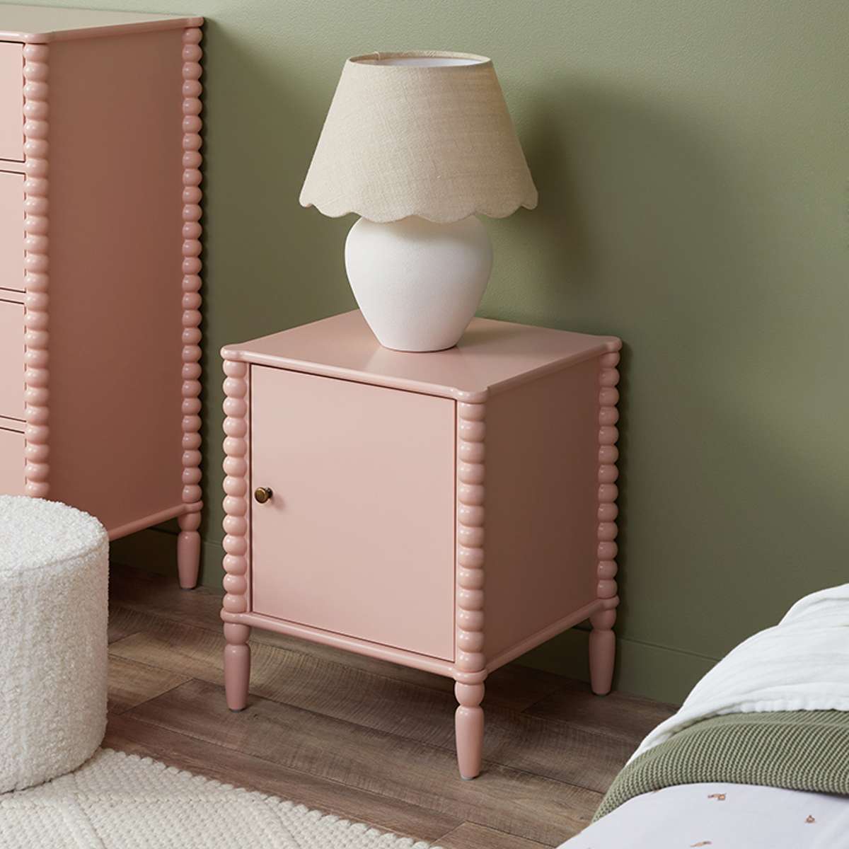 Betti Bobbin Bedside Table - Pink | Mocka Furniture