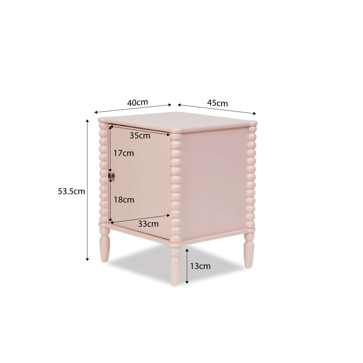 Betti Bobbin Bedside Table - Pink | Mocka Furniture