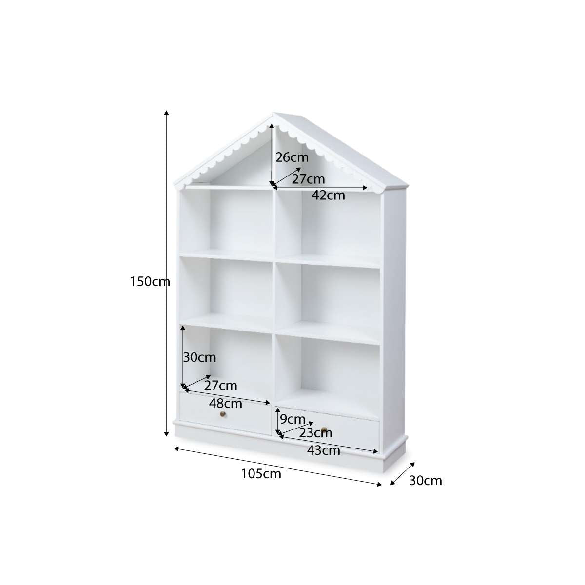Maisie Scalloped House Bookcase White - Nursery | Mocka