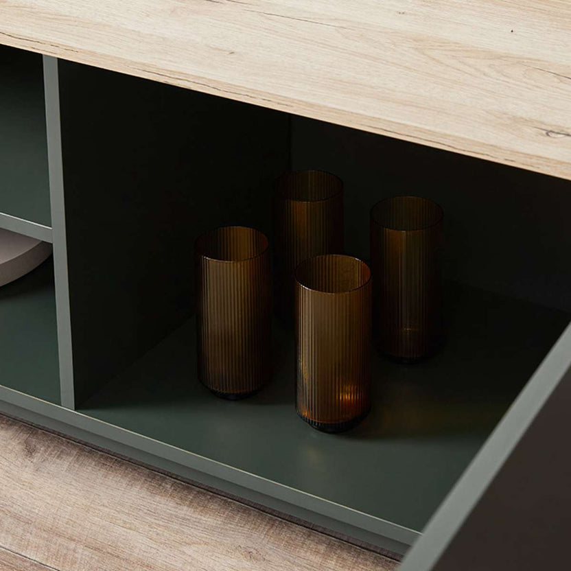 Murphy TV Unit Green/Natural - Modern & Durable | Mocka
