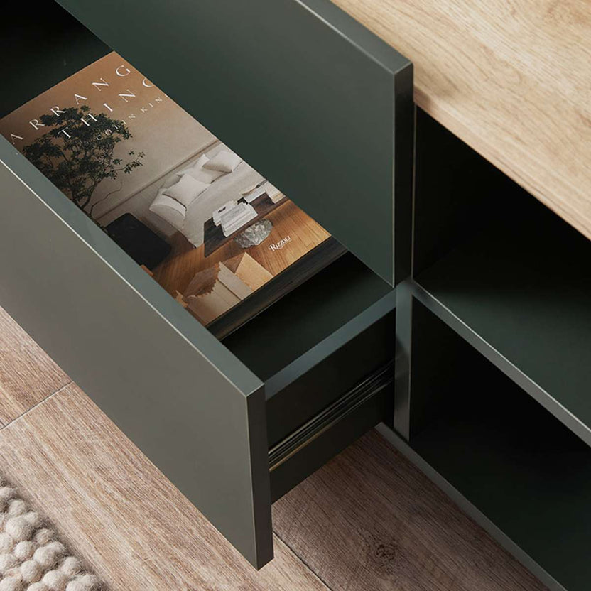 Murphy TV Unit Green/Natural - Modern & Durable | Mocka