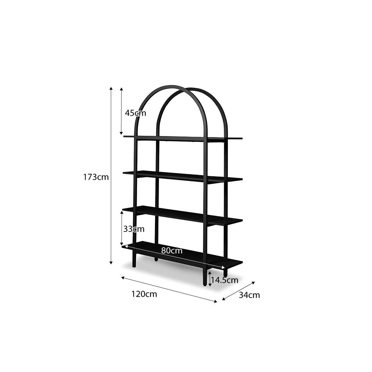 Alfie Arched Shelves - Black | Stylish Home Storage | Mocka