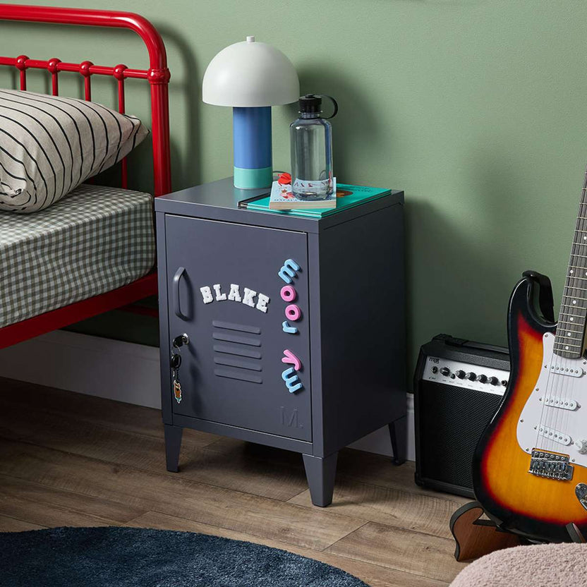Mocka Locker Bedside in Steele - Kid-Friendly Design | Mocka