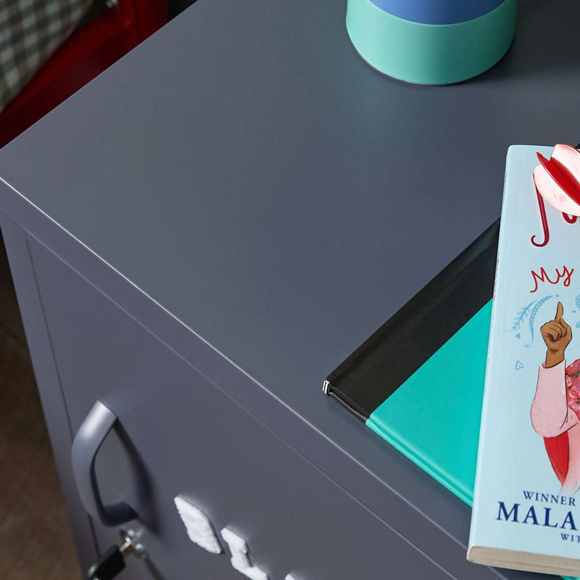 Mocka Locker Bedside in Steele - Kid-Friendly Design | Mocka
