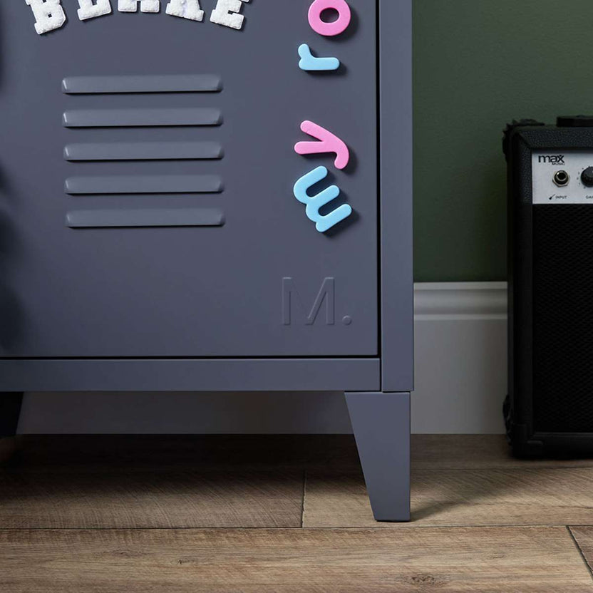 Mocka Locker Bedside in Steele - Kid-Friendly Design | Mocka