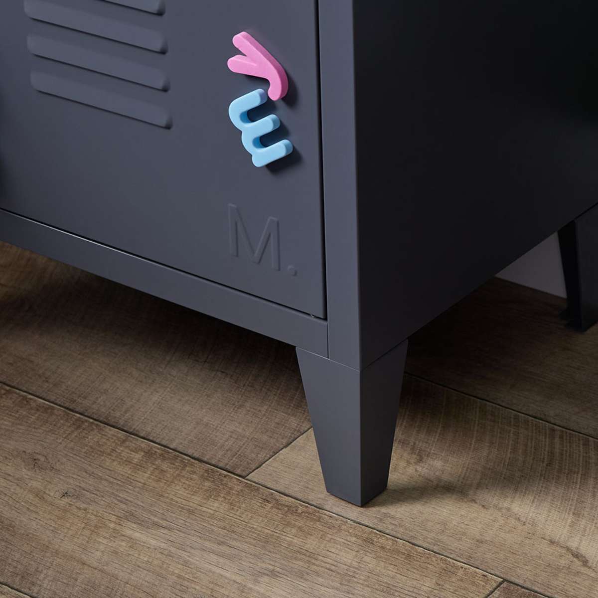 Mocka Locker Bedside in Steele - Kid-Friendly Design | Mocka