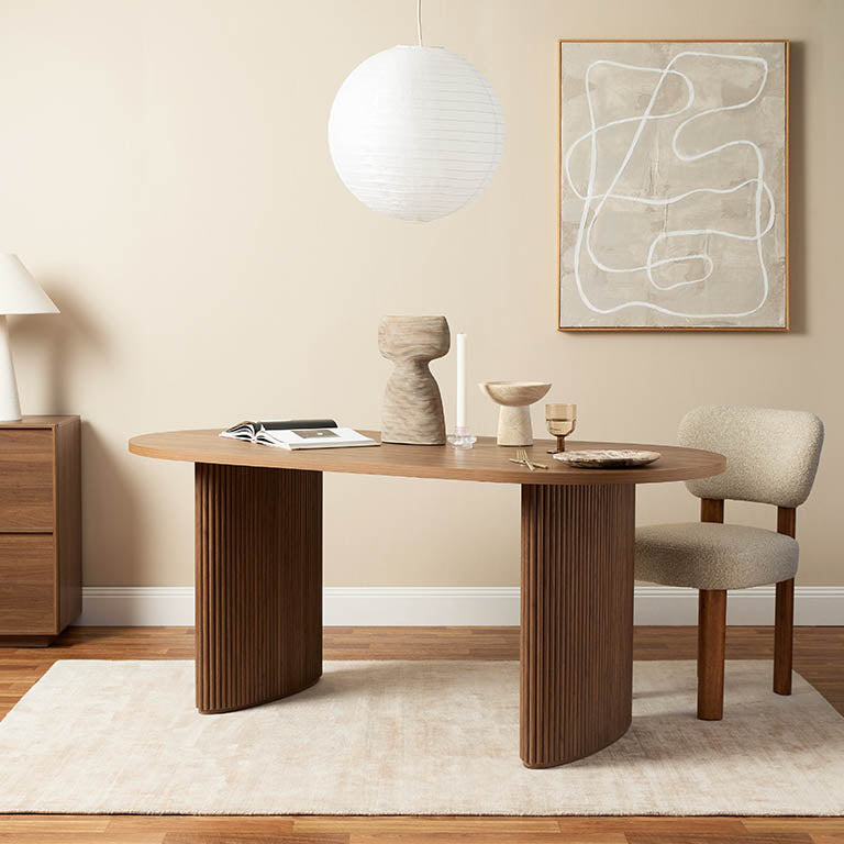 Amara Six Seater Dining Table - Walnut | Mocka