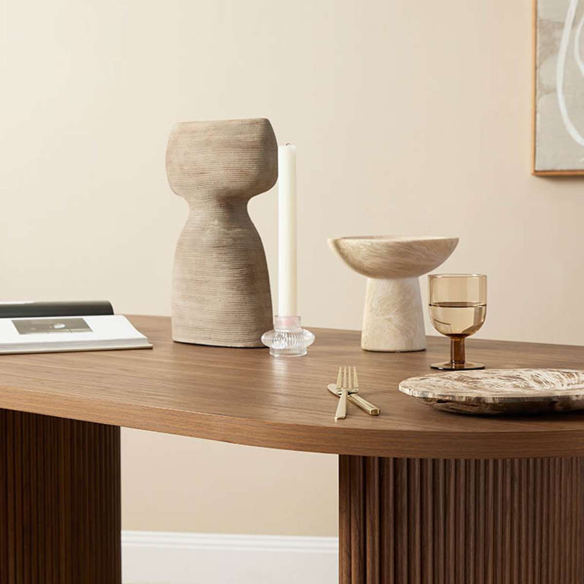 Amara Six Seater Dining Table - Walnut | Mocka