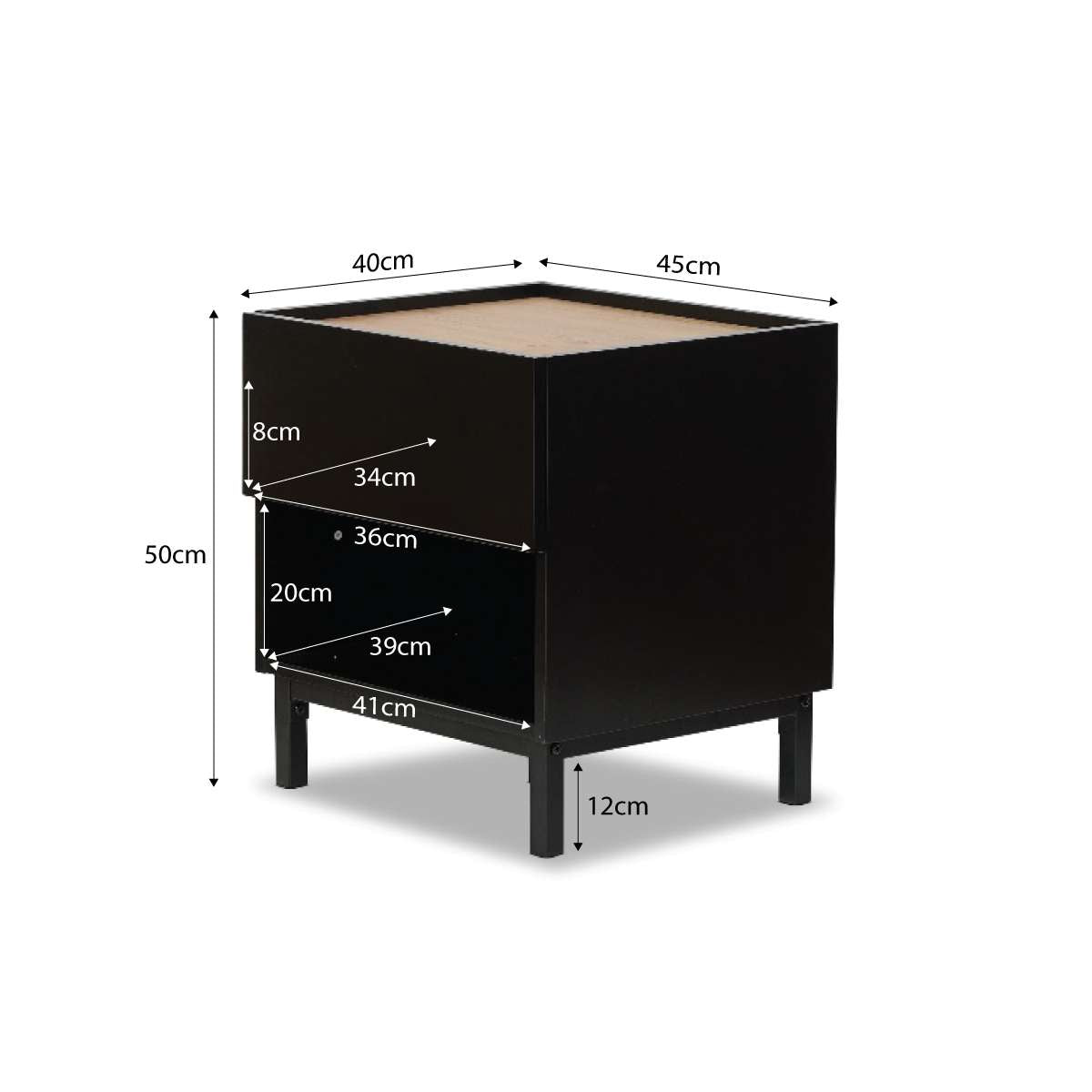 Murphy Bedside Table in black and natural - Stylish Storage | Mocka