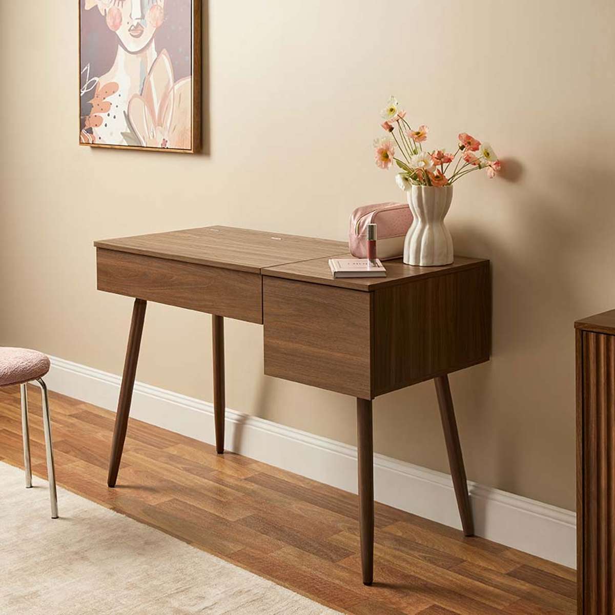 Leia Make-Up Table Walnut – Smart & Practical Design | Mocka